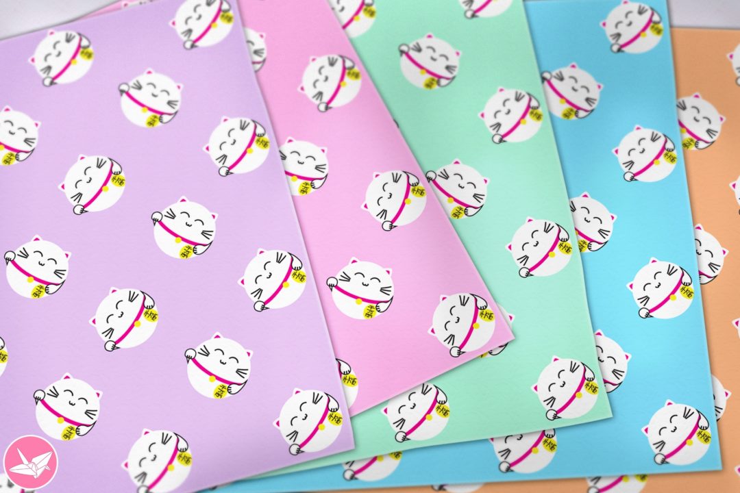 Japanese Lucky Cats Printable Origami Paper - Paper Kawaii Shop